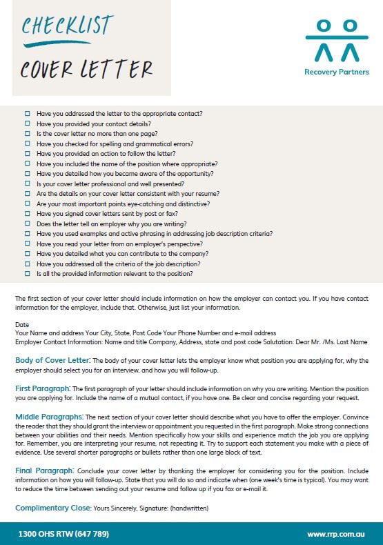 Cover Letter Checklist