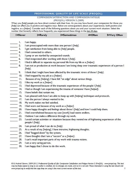 Professional Quality of Life Scale ProQOL