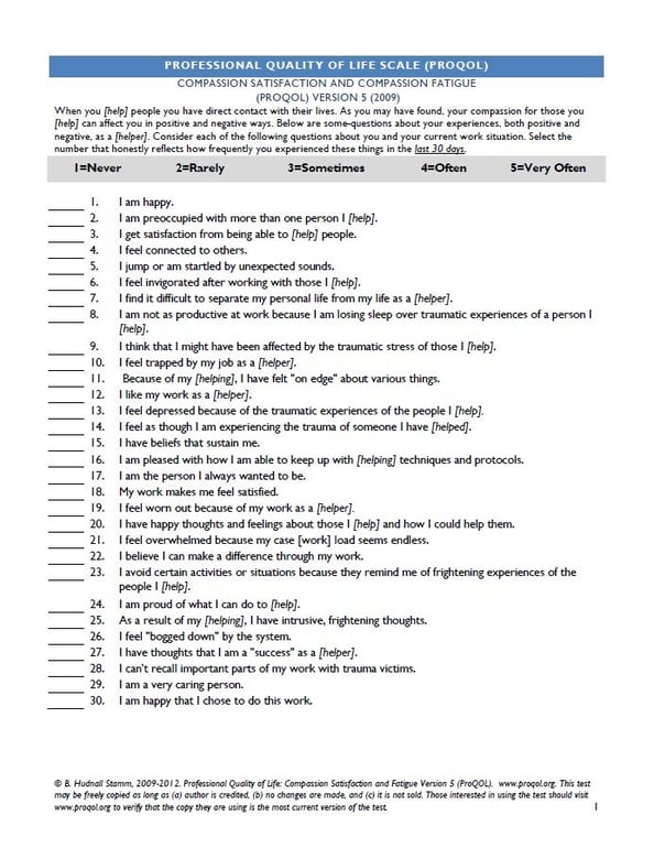 Professional Quality of Life Scale ProQOL