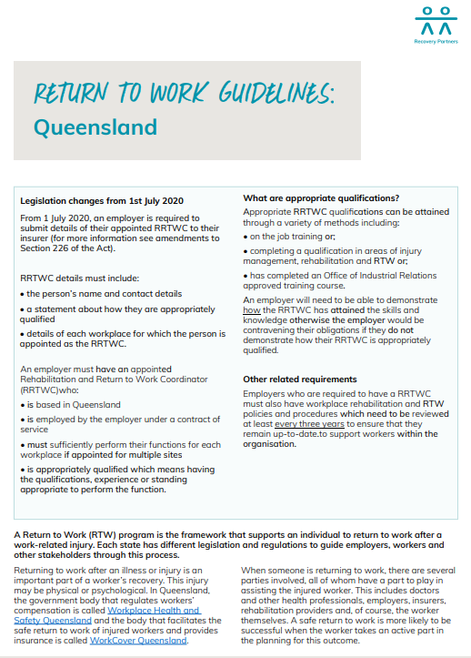 RTW State Guidelines